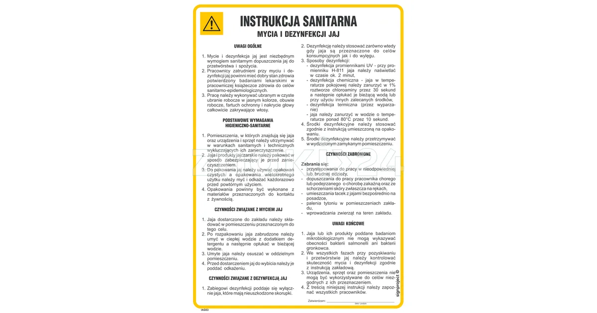 Instrukcja BHP mycia i denzynfekcji jaj