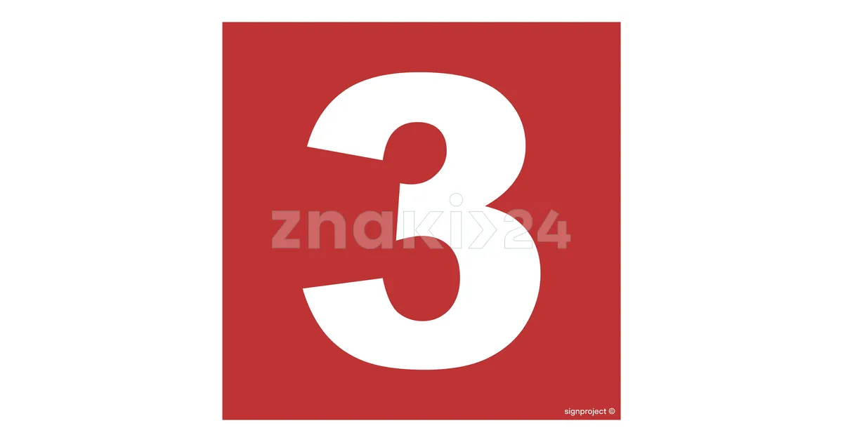 Znak Liczba 3 - Znak przeciwpożarowy - BC023 polecamy znaki24.pl